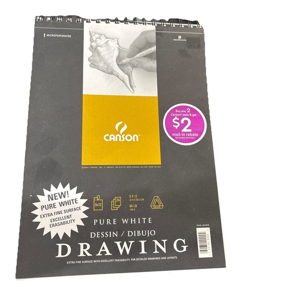 Canson | Art | Canson Pure White Drawing Pad 9x2 8lb | Poshmark